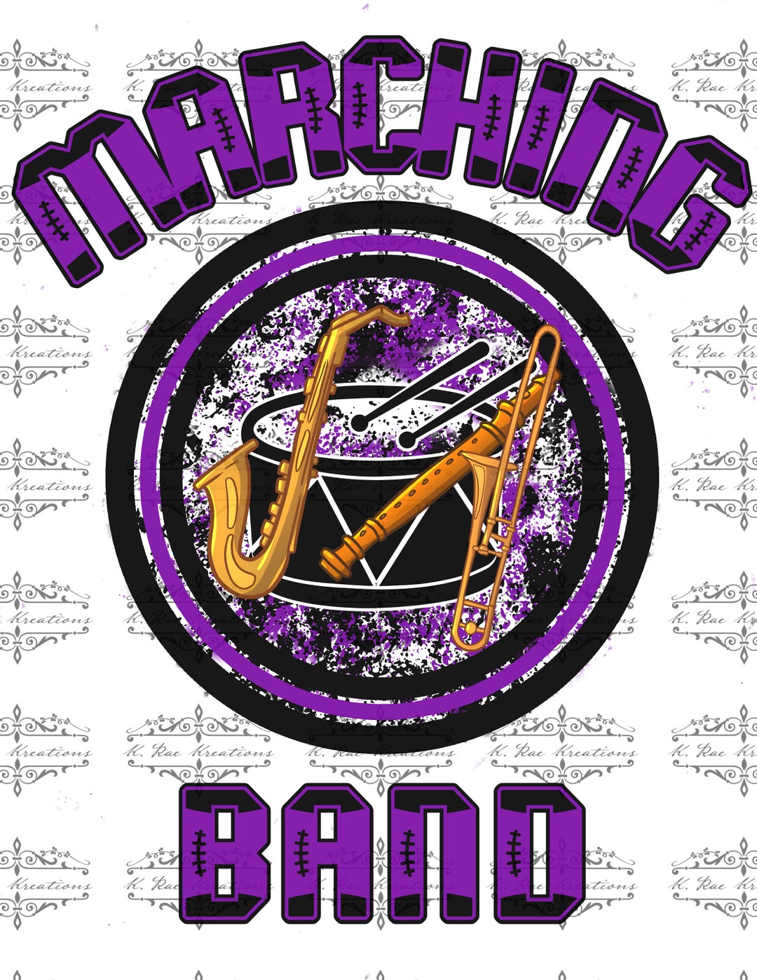 Marching Band PNG: Black & Purple Team Spirit Design (digital Download ...