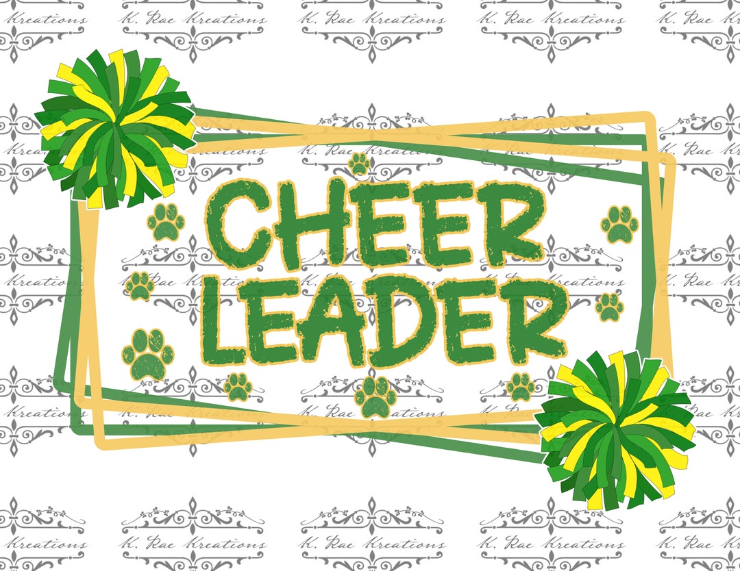 Green and Gold Cheerleader PNG, Pom Pom Design (digital Download) - Etsy