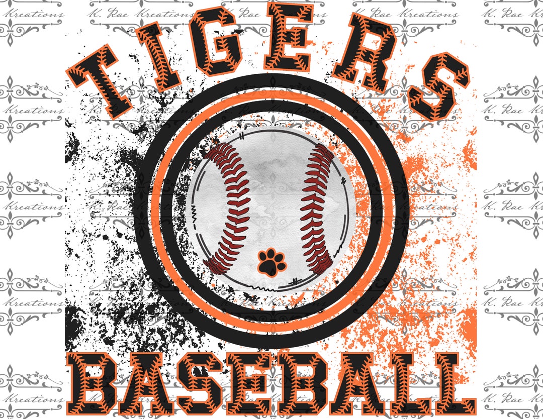Tigers Baseball Png for Sublimation, Black and Orange Baseball Digital ...