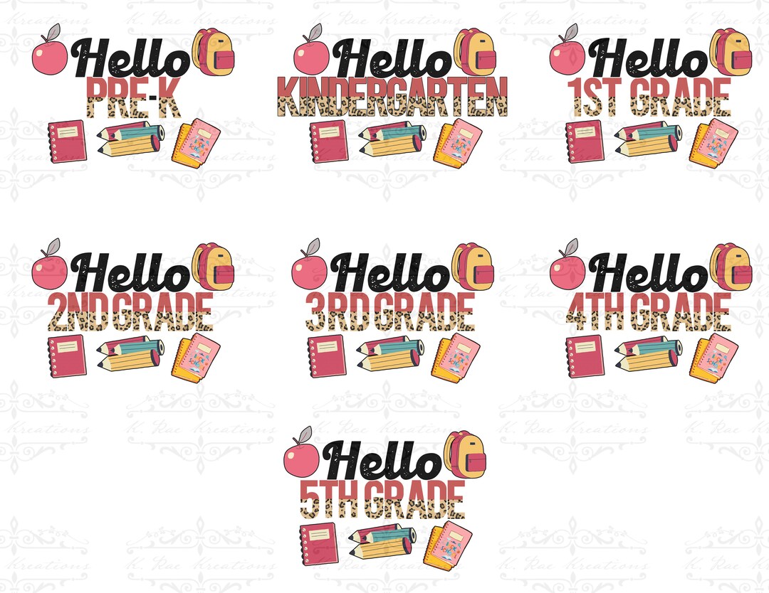 Back to School Leopard Grade PNG Bundle: Teacher Digital Designs ...