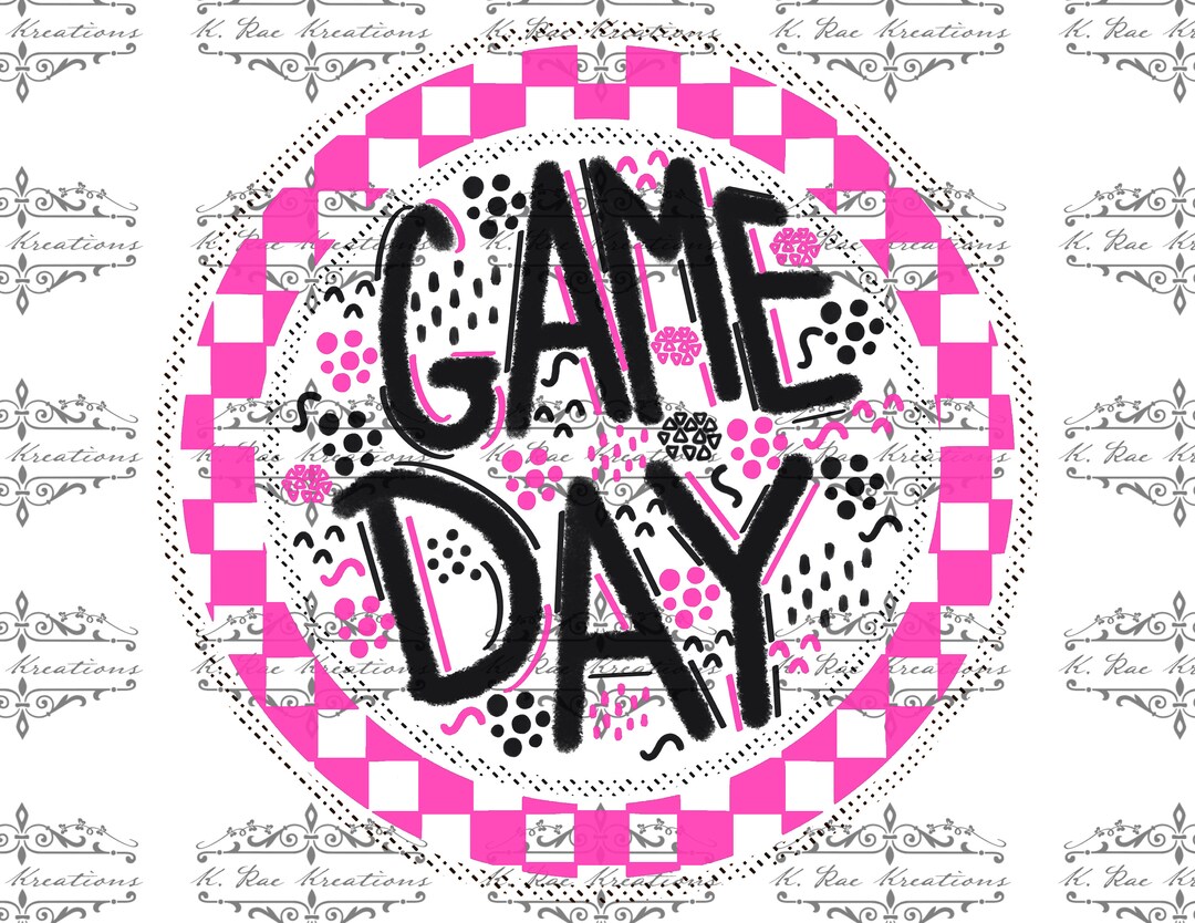 Game Day PNG for Sublimation, Pink and Black Game Day Digital Download ...
