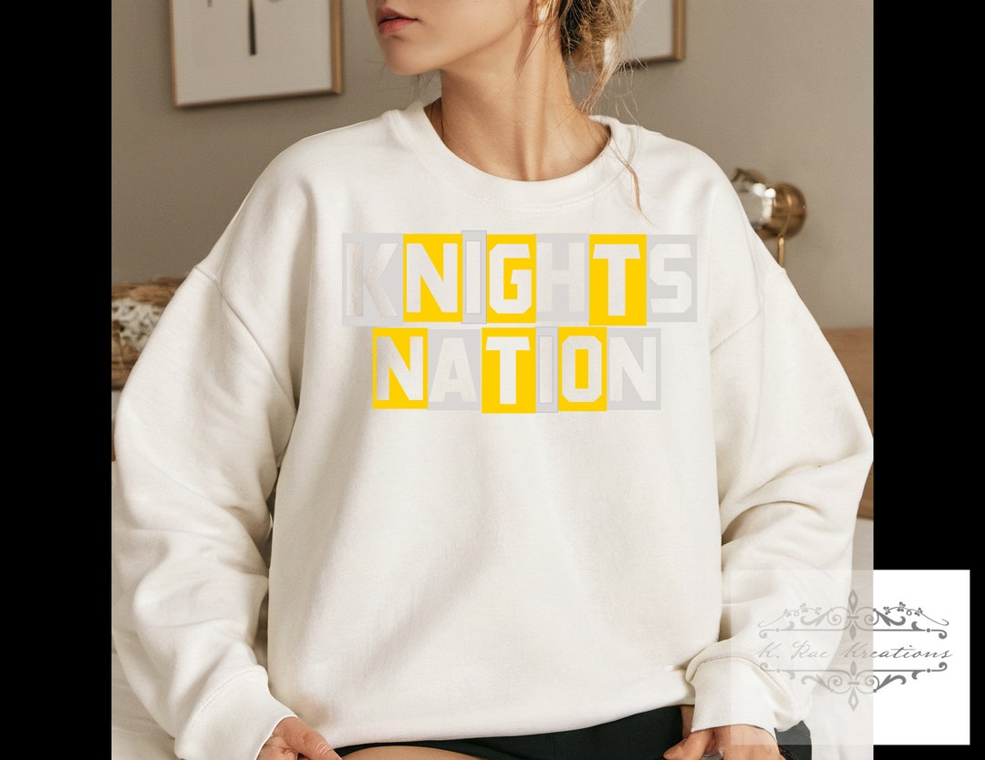 Knights Nation PNG: Yellow and White School Spirit Design (digital ...