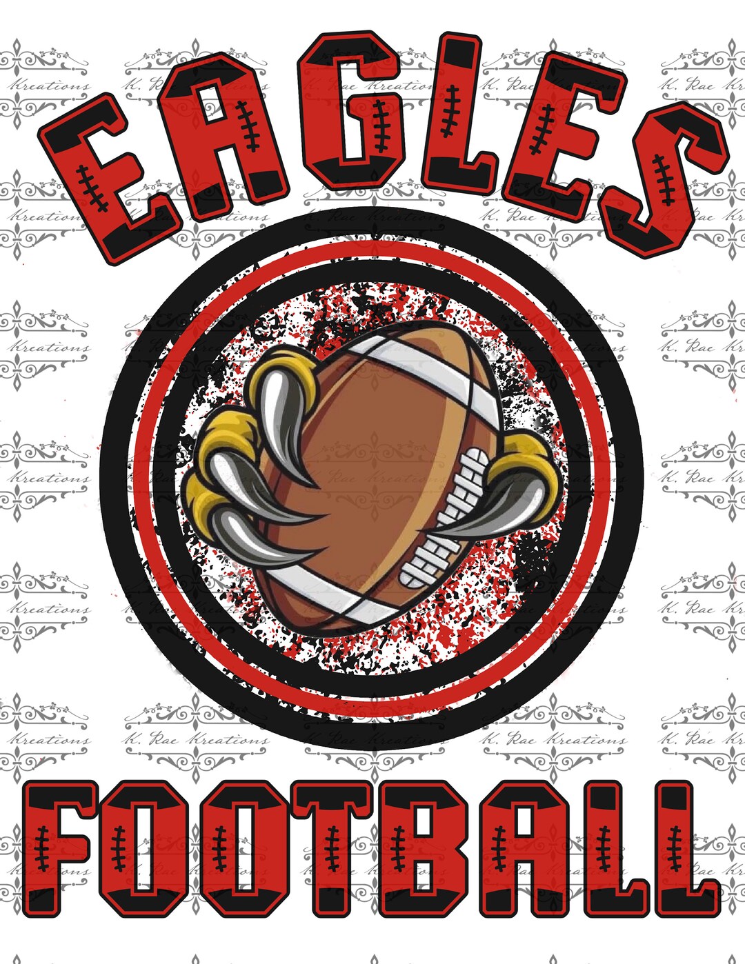 Eagles Football Red and Black Spirit Wear Digital Download, Eagles PNG ...