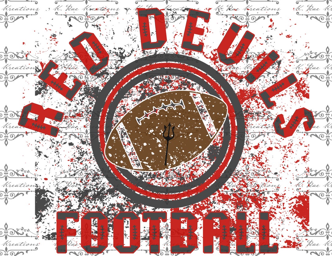 Red Devils Football PNG for Sublimation, Charcoal Gray and Red Football ...