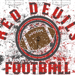 Red Devils Football PNG for Sublimation, Charcoal Gray and Red Football ...