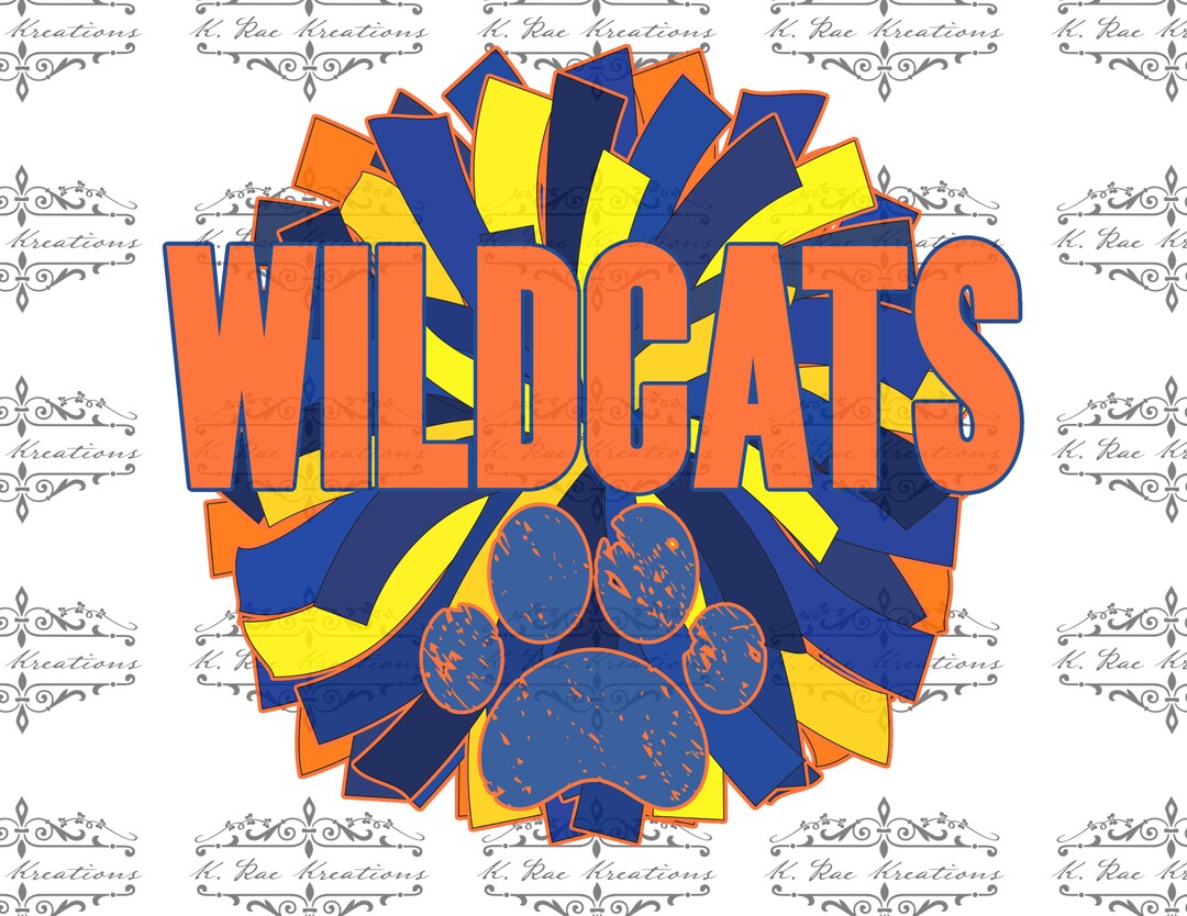 Wildcats Cheer PNG for Sublimation, Wildcats Pom Pom With Paw Digital ...