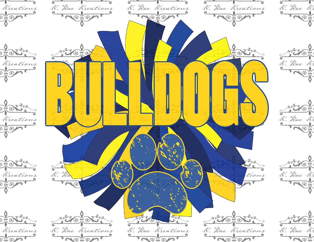 Bulldogs Blue and Yellow Cheer PNG for Sublimation, Blue and Yellow Pom ...