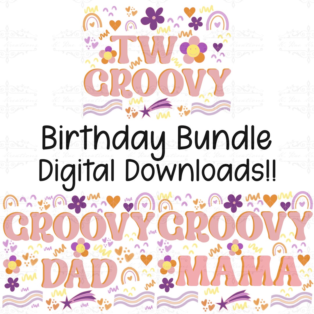 Two Groovy PNG Bundle for Sublimation, Second Birthday Shirt Design ...
