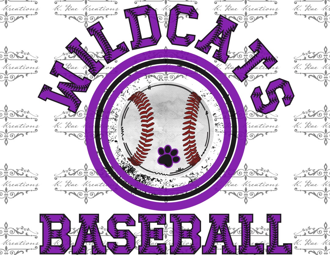 Wildcats Baseball PNG for Sublimation, Purple and Black Team Spirit ...
