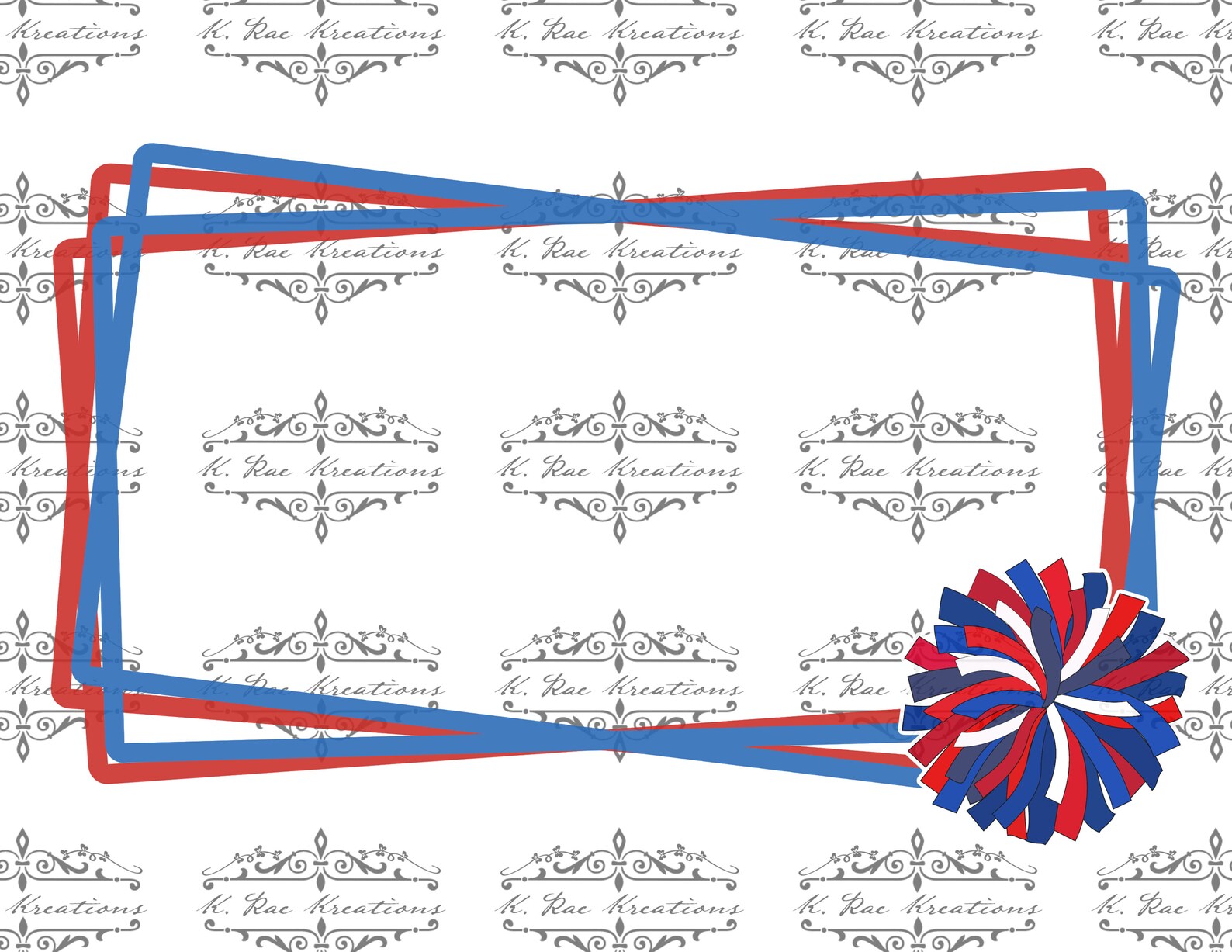 Red and Blue Pom Pom Frame PNG for Sublimation Pom Pom - Etsy