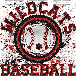 Wildcats Baseball PNG for Sublimation, Red and Black Team Spirit ...