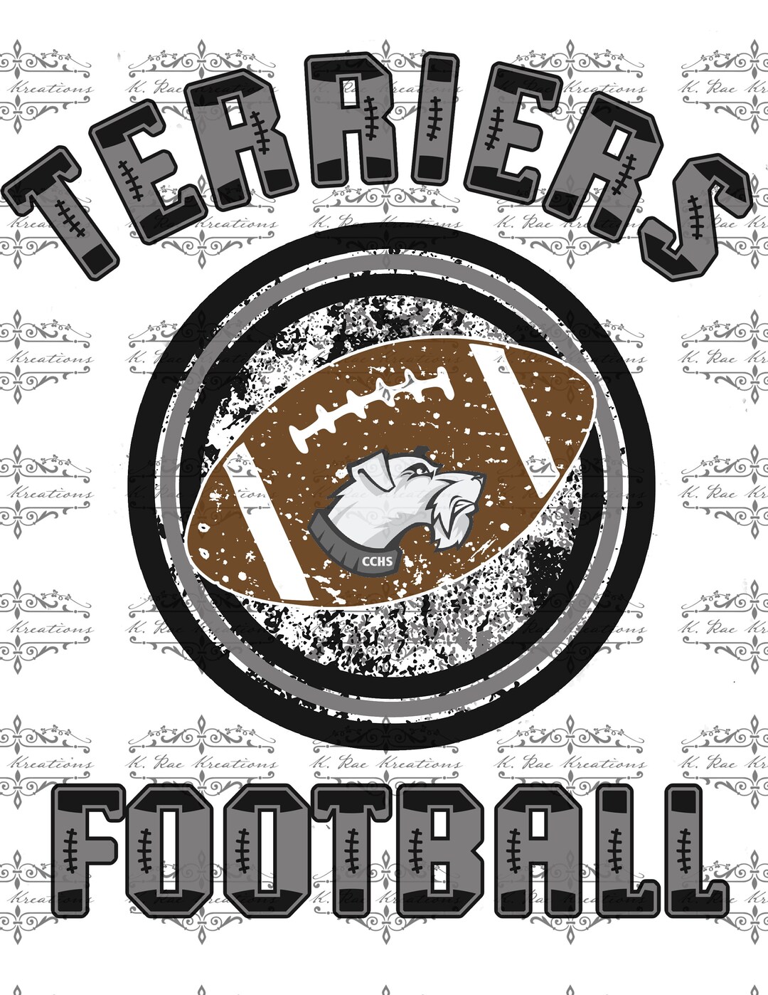 Terriers Football PNG for Sublimation, Black and Gray Terrier Pride ...