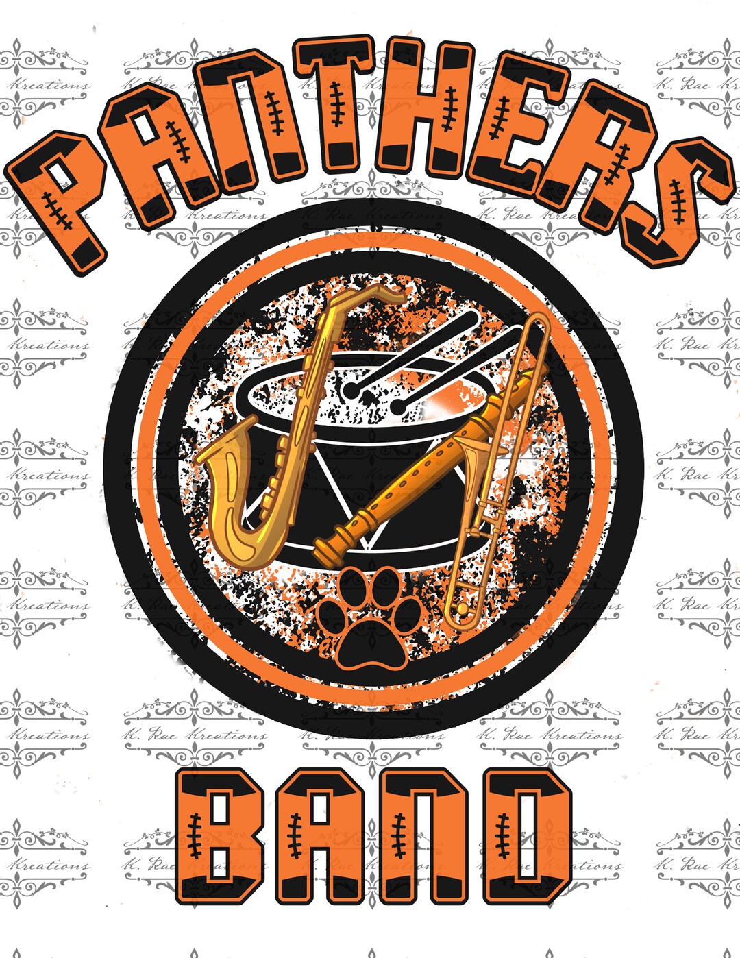 Panthers Band PNG: Black and Orange Marching Band Design (digital ...
