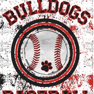 Bulldogs Baseball PNG for Sublimation, Red and Black Bulldogs Baseball ...