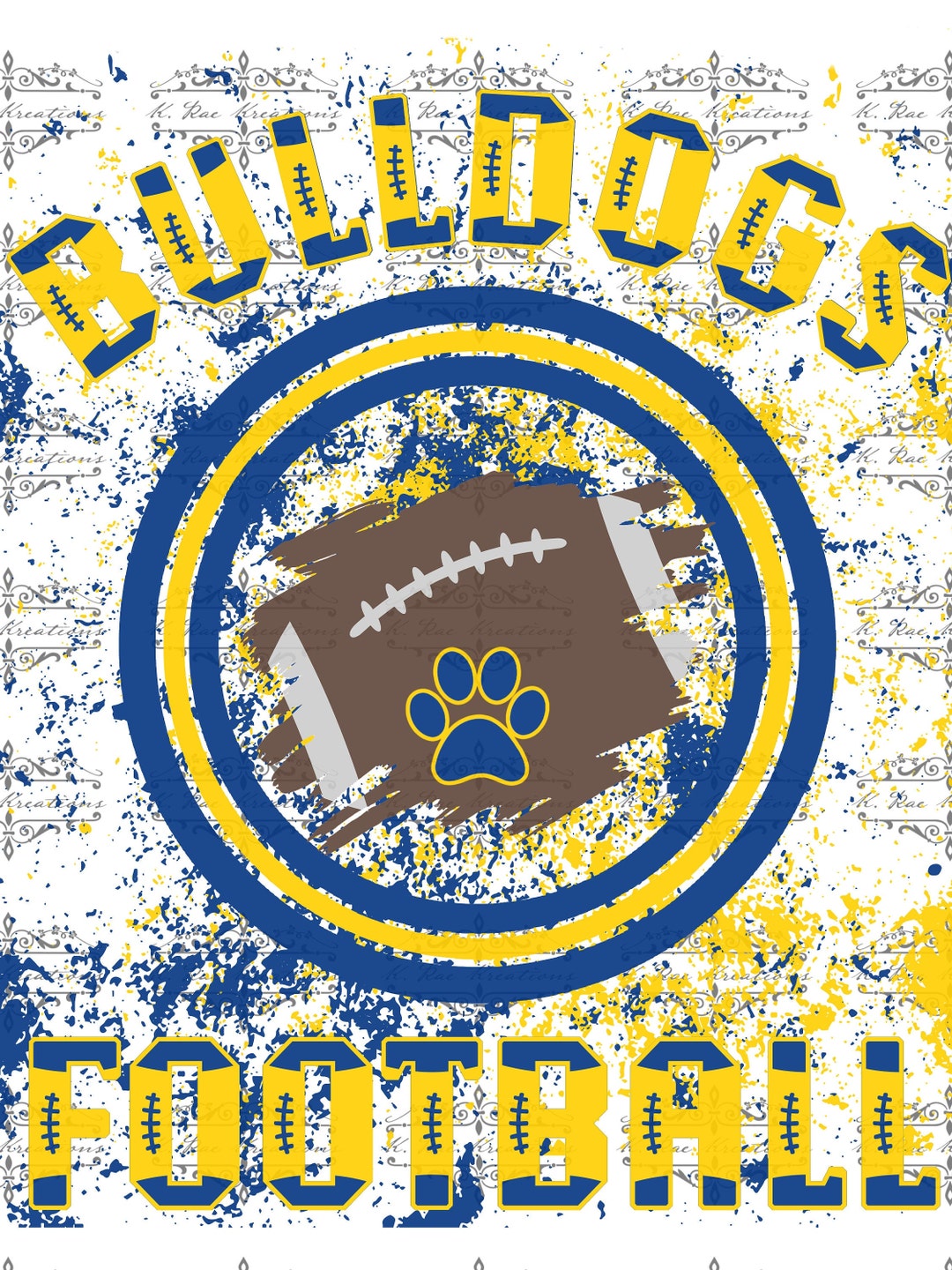 Bulldogs Football Splatter PNG: Blue and Yellow Digital Download - Etsy