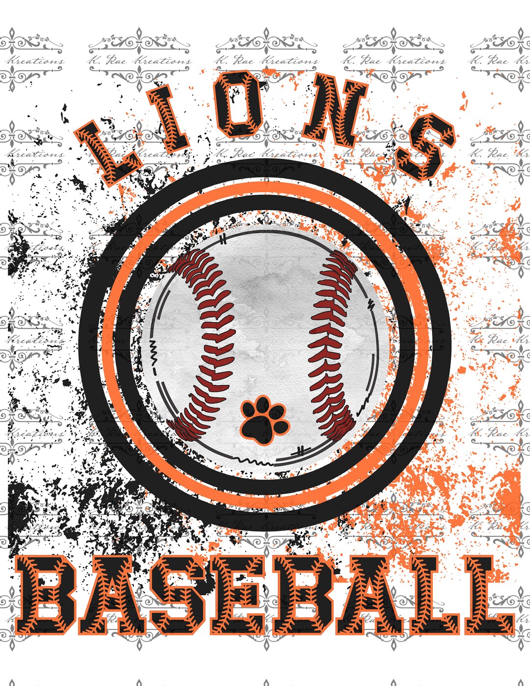 Lions Baseball PNG for Sublimation, Black and Orange Lions Digital ...