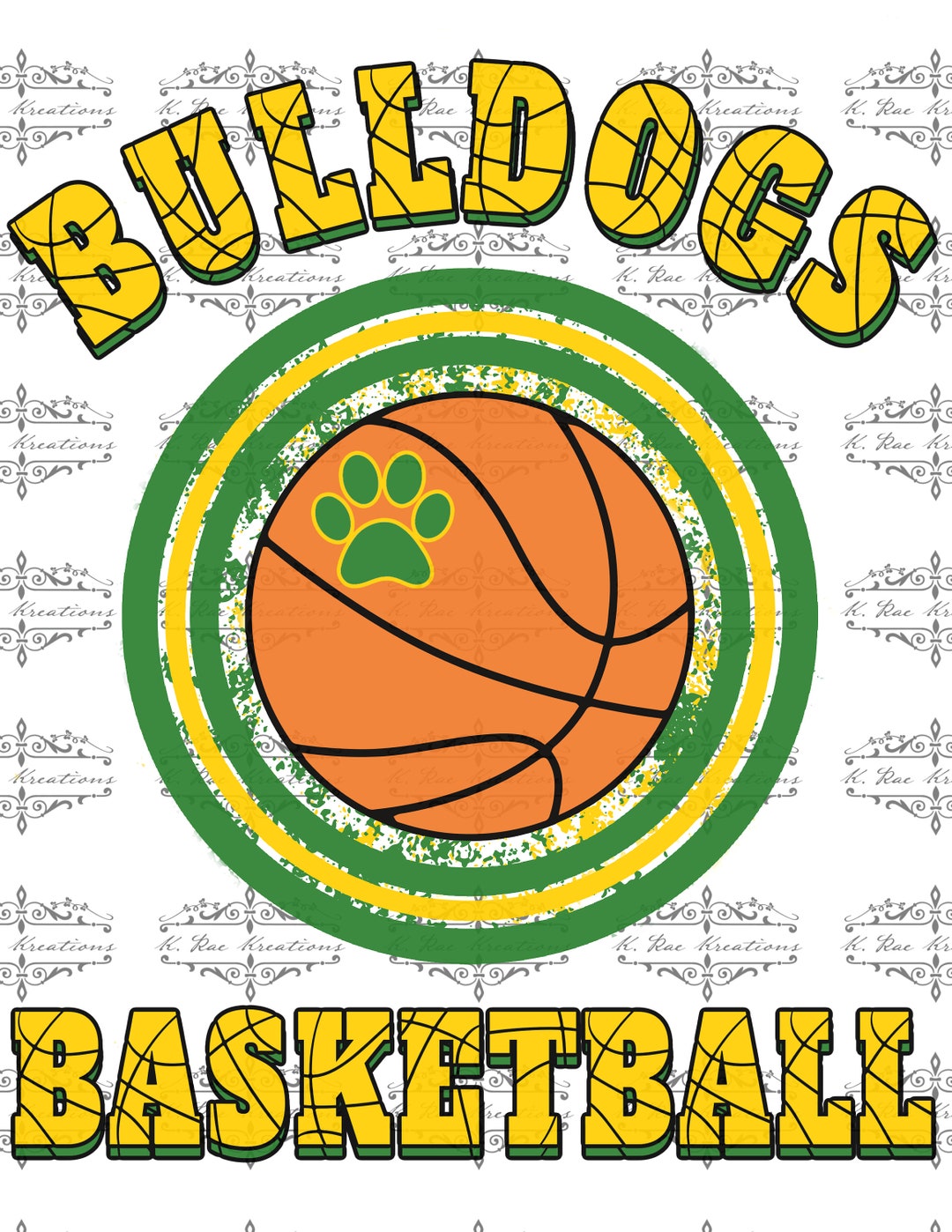 Bulldogs Basketball PNG for Sublimation, Bulldogs Green and Yellow Gold ...