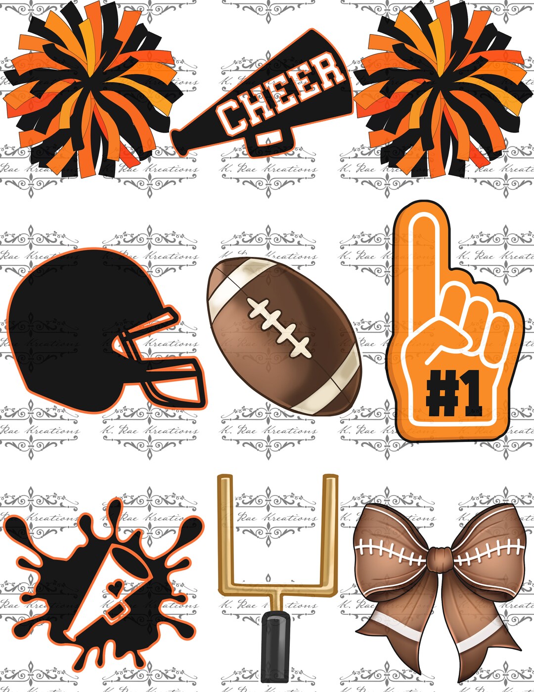 Football & Cheerleading Clipart: Black and Orange School Spirit (PNG ...