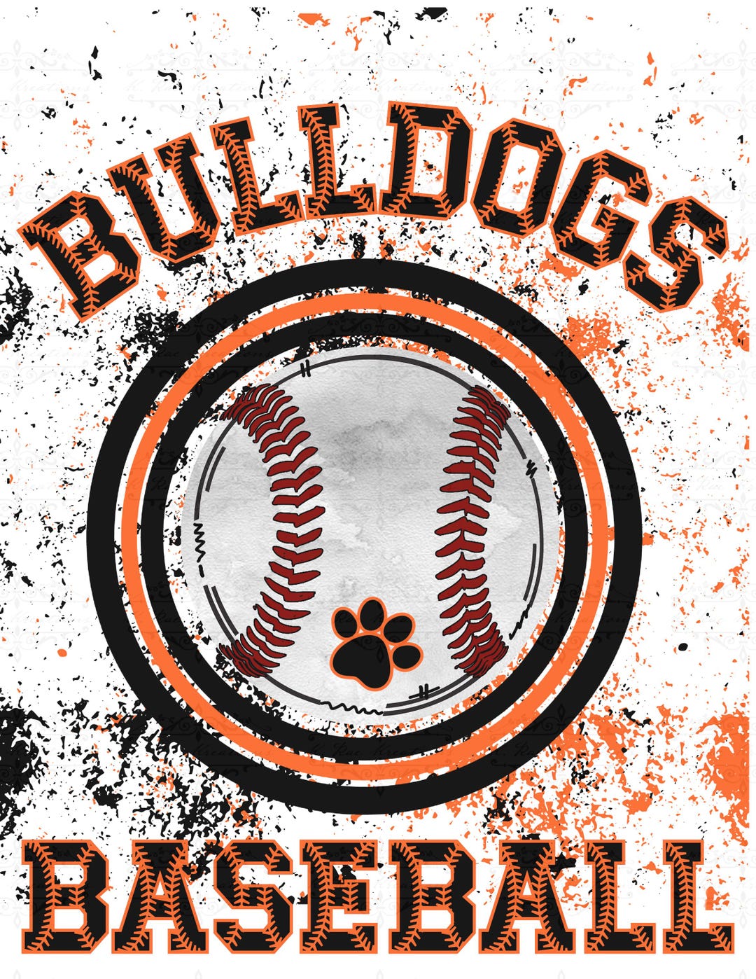 Bulldogs Baseball PNG for Sublimation, Orange and Black Bulldogs ...