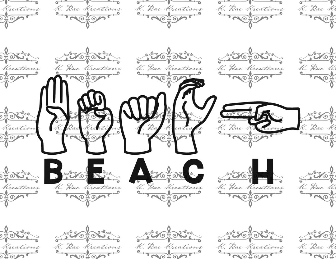 ASL Beach Design: Sign Language SVG + PNG (digital Download) - Etsy