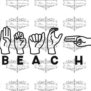 ASL Beach Design: Sign Language SVG + PNG (digital Download) - Etsy