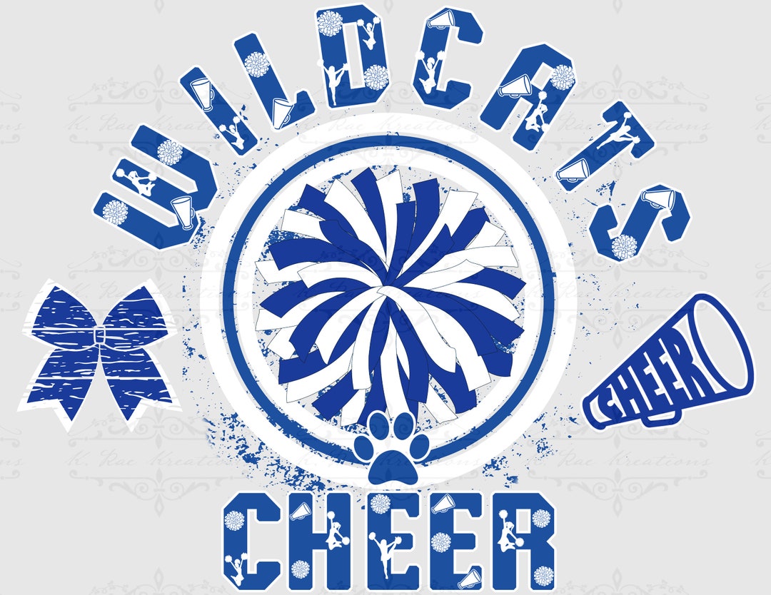 Wildcats Cheer Pom PNG: Blue & White School Spirit (digital Download ...