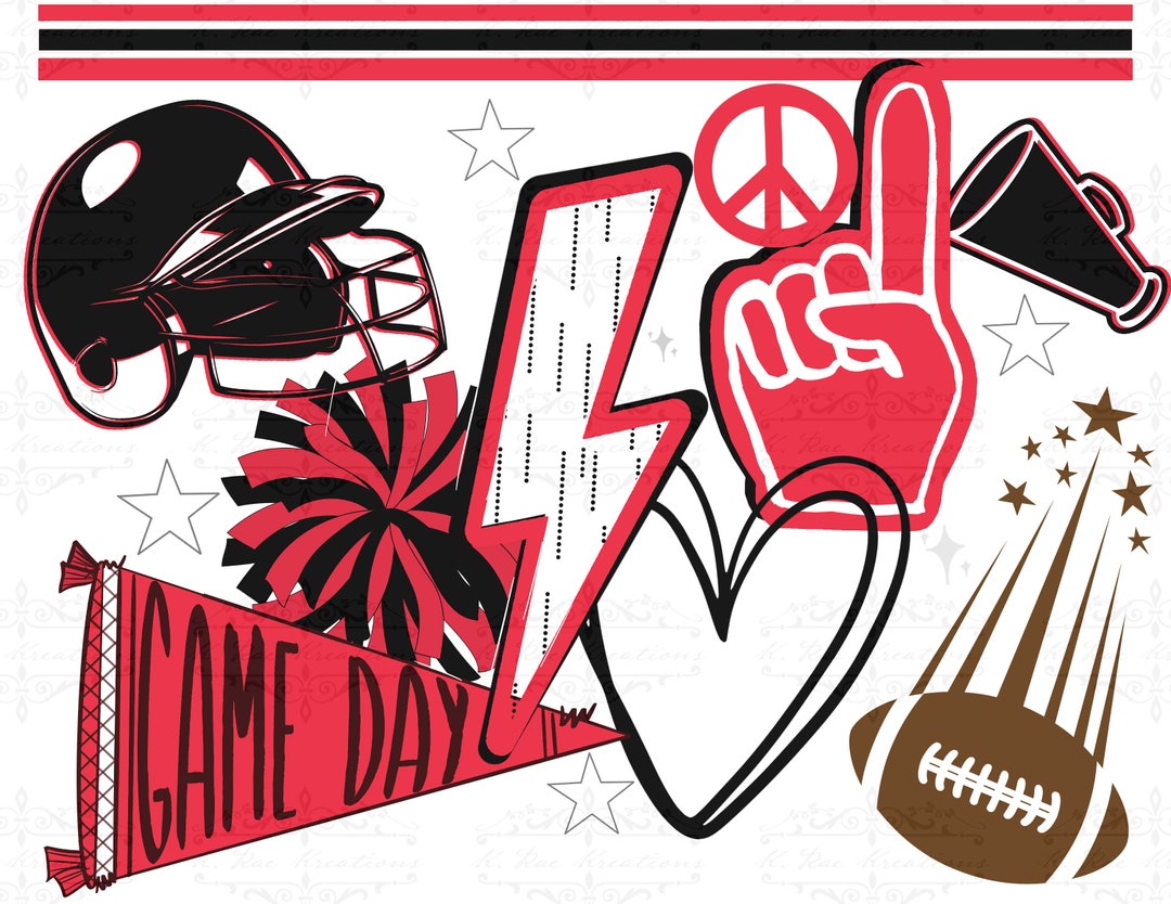 Football PNG for Sublimation, Black and Red Pride Digital Download, Red ...