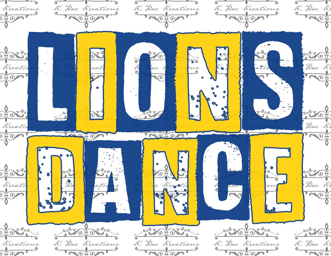 Lions Blue and Yellow Dance PNG for Sublimation, Lions Dance Digital ...