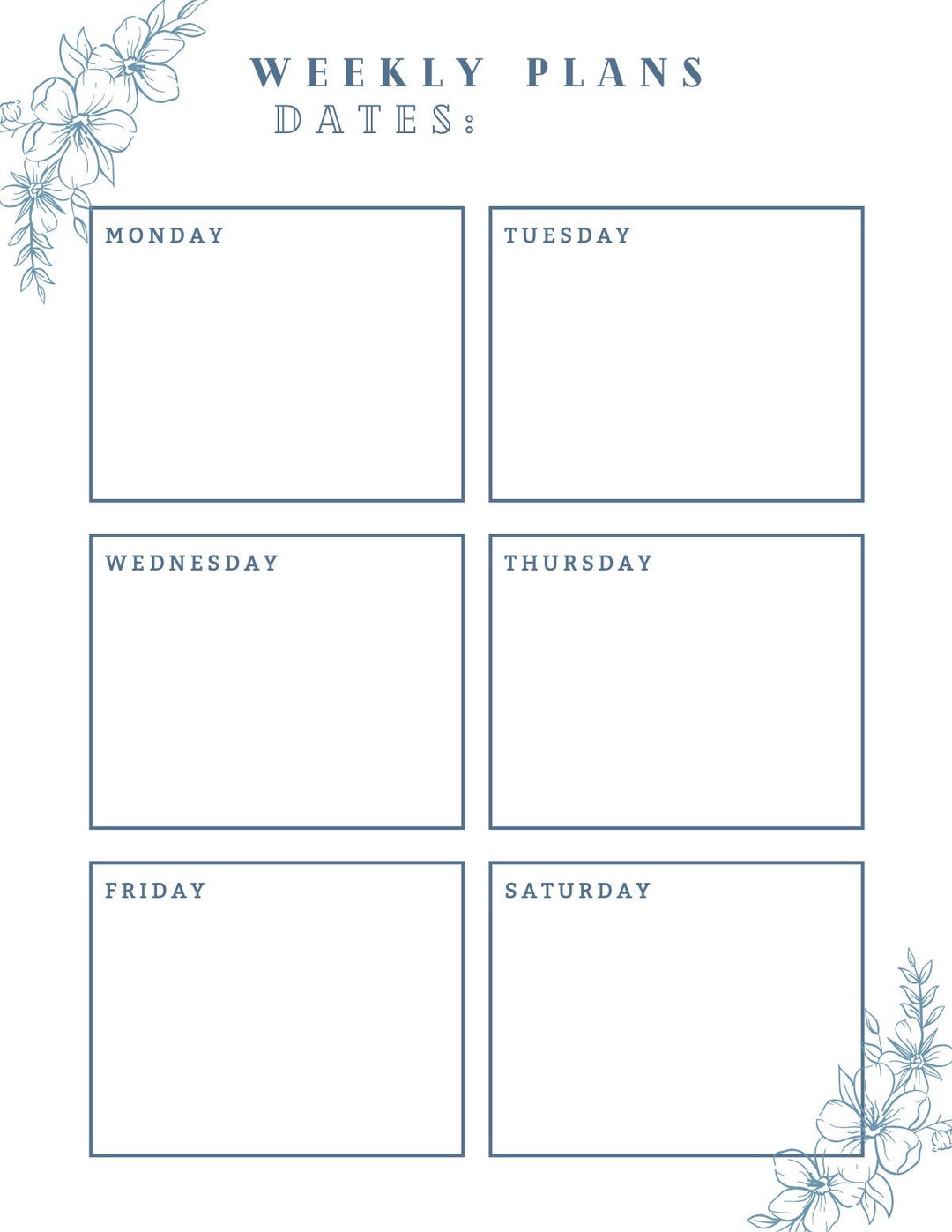 Minimalist Weekly Planner Printable, Floral, Digital Download, to Do ...