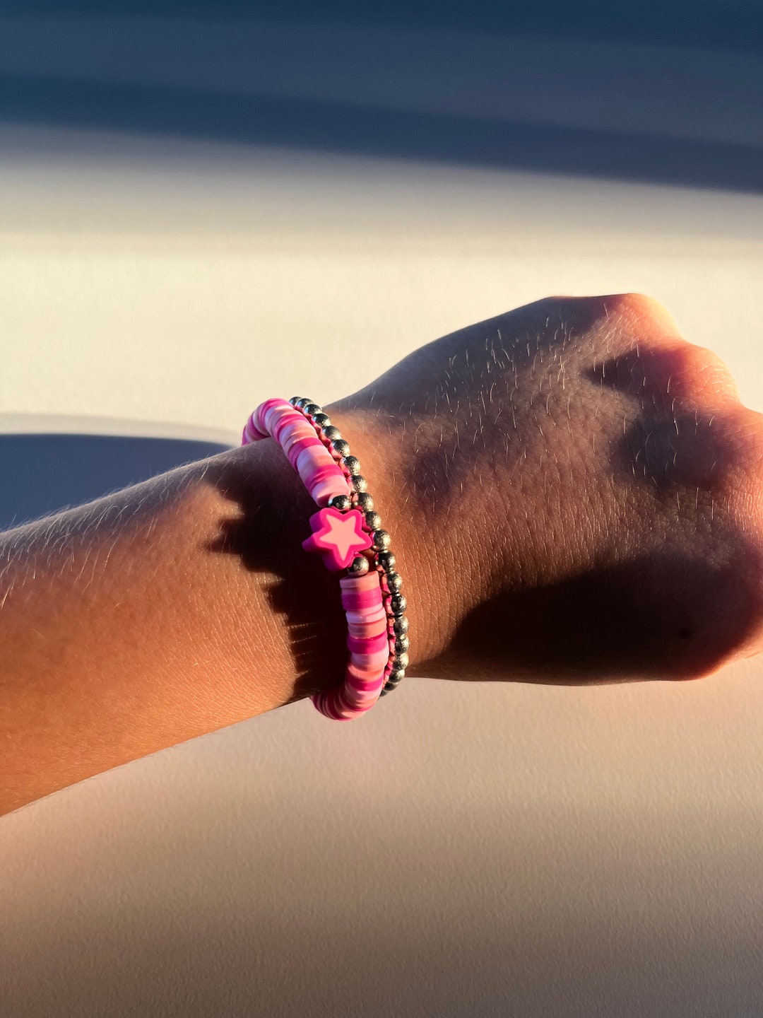 Silver Hot Pink Pop Star Bracelet Set - Etsy
