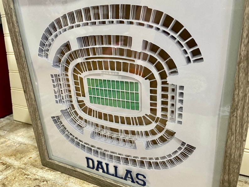 Dallas Stadium Replica Shadow Box, Sports Stadium in Dallas, Football ...
