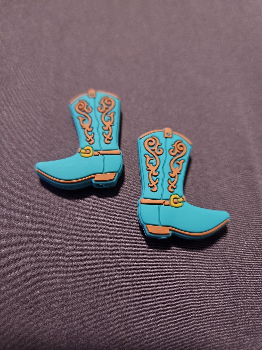 Cowboy Boot /turquoise and Brown/ Western /silicone Focal Bead. 1 Piece ...