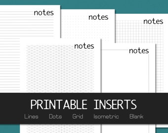 Printable Notes Insert With 7mm Spacing Line Dot Grid Isometric Paper ...