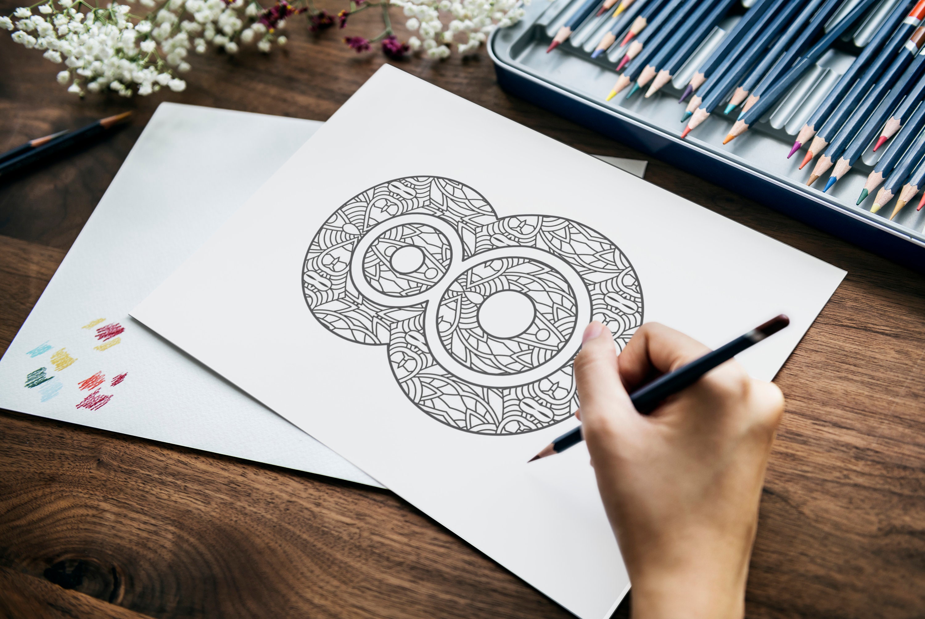 Printable Coloring Mandala Alphabet & Numbers Pages; Printable A4 and ...
