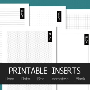 Printable Notes Insert With 7mm Spacing Line Dot Grid Isometric Paper ...