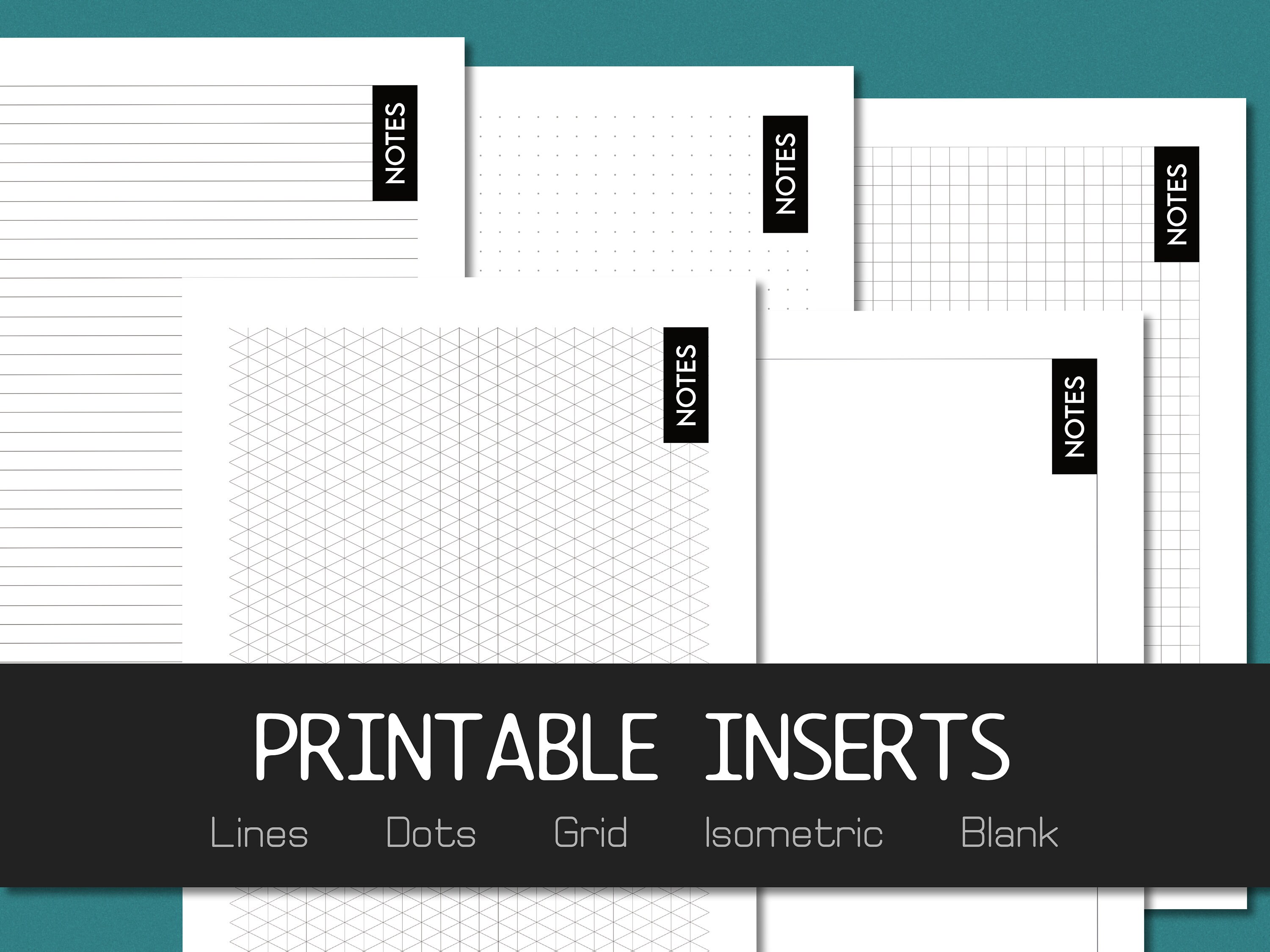 Printable Notes Insert With 7mm Spacing Line Dot Grid Isometric Paper ...