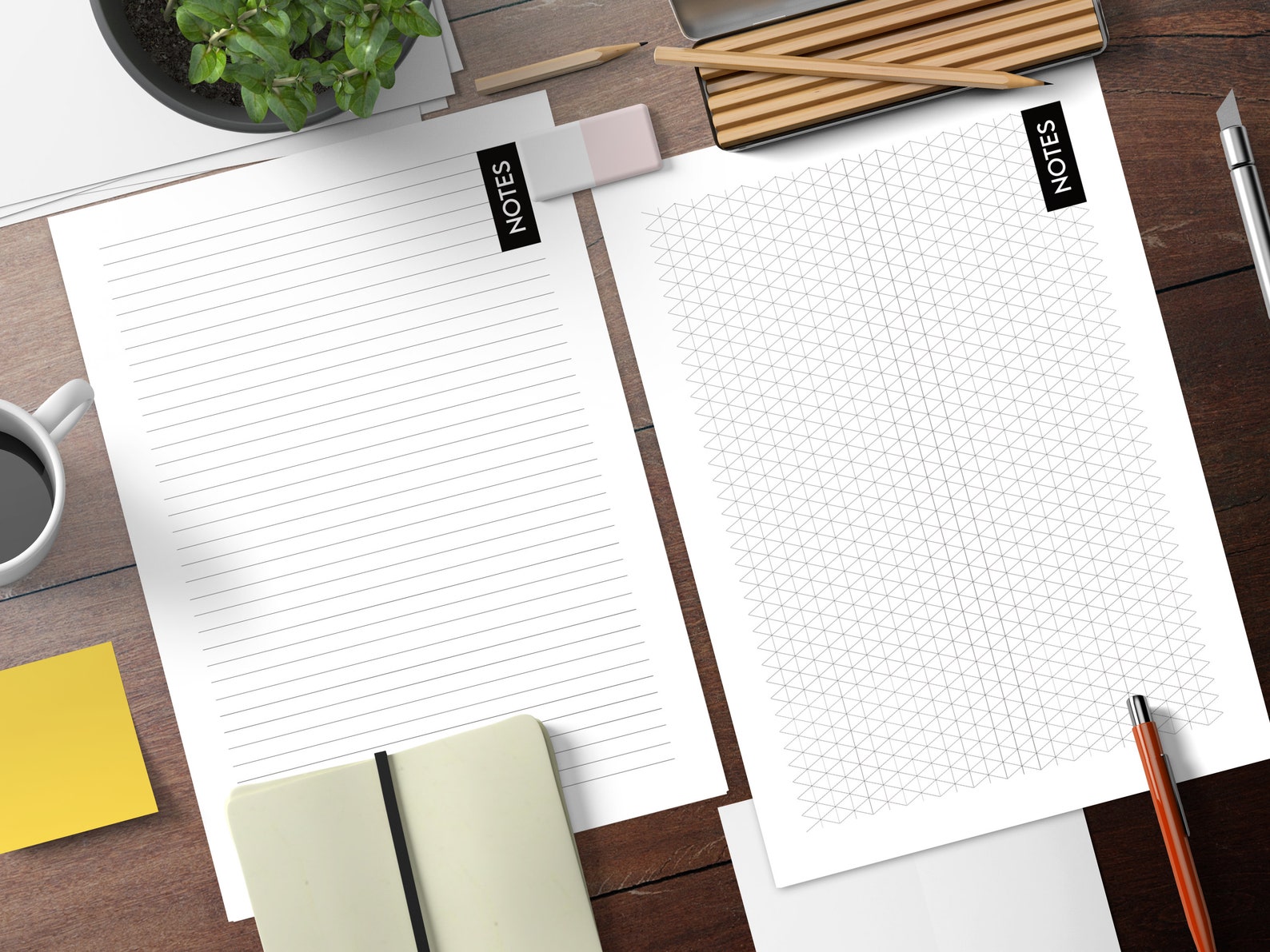 Printable Notes Insert With 7mm Spacing Line Dot Grid Isometric Paper ...