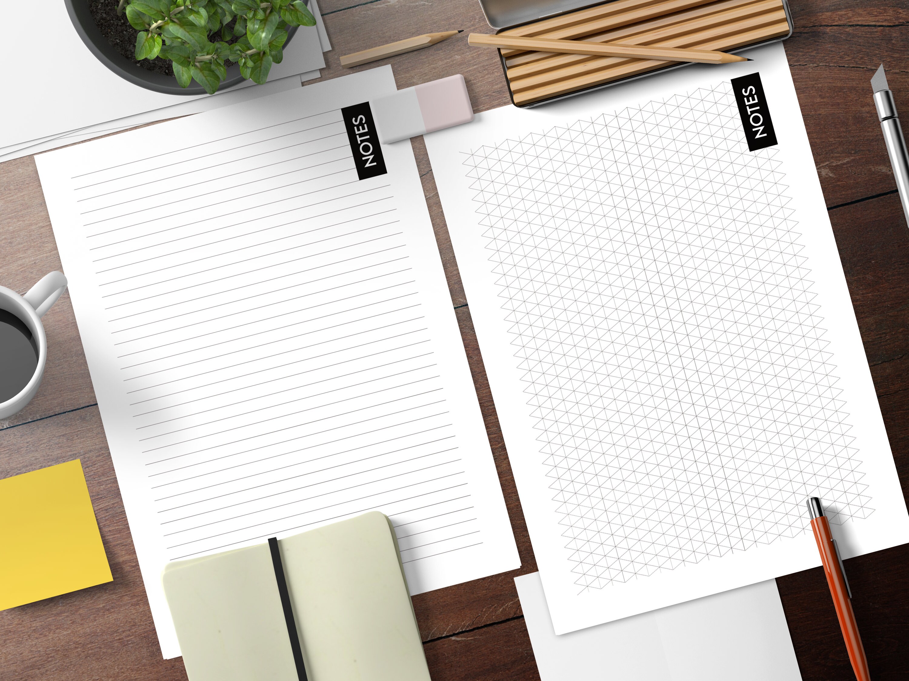 Printable Notes Insert With 7mm Spacing Line Dot Grid Isometric Paper ...