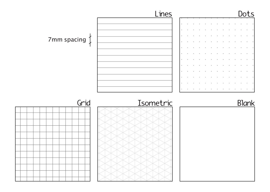 Printable Notes Insert With 7mm Spacing Line Dot Grid Isometric Paper ...
