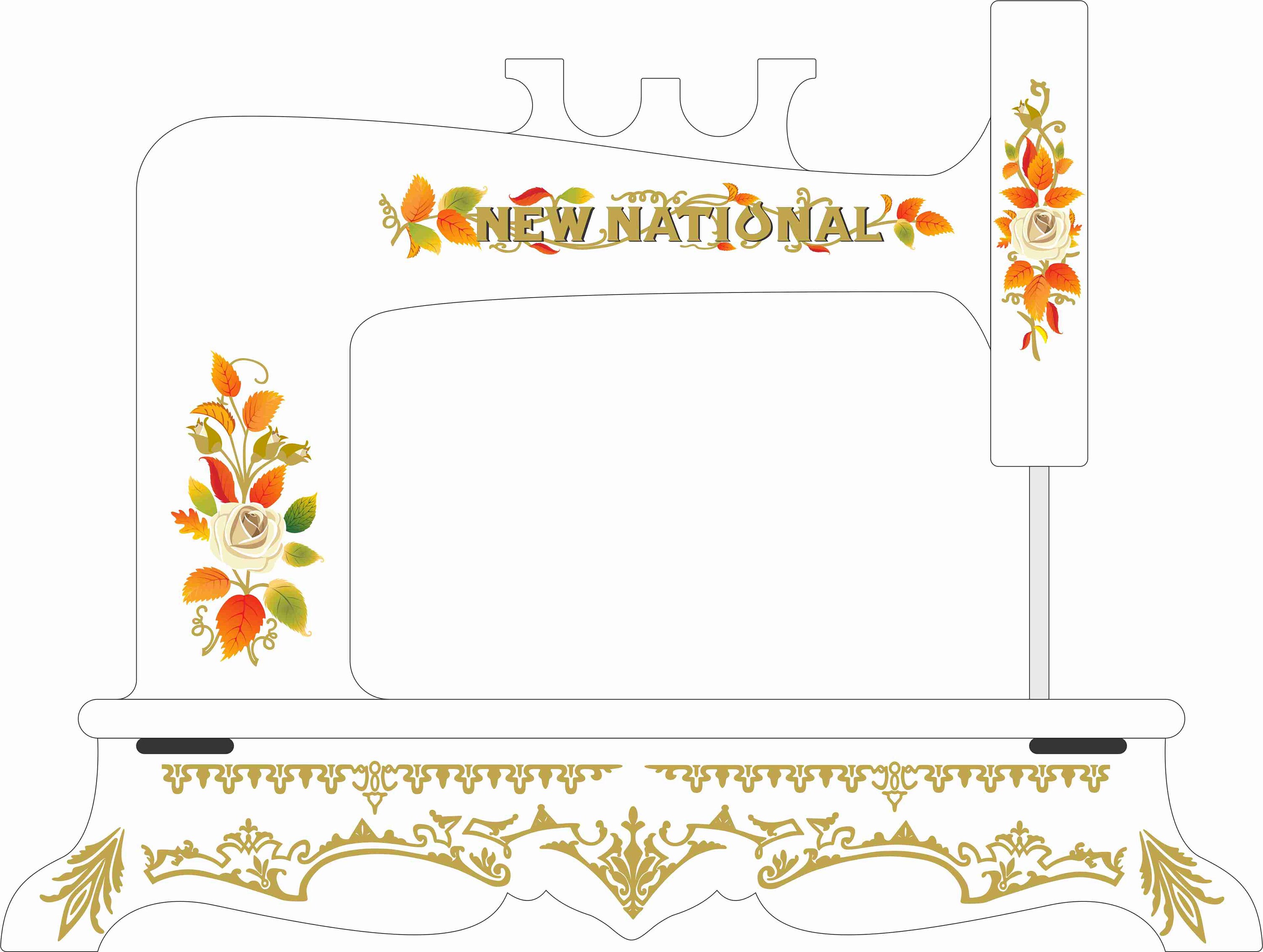 New National Sewing Machine Waterslide Decals (coloured Filigree Base ...