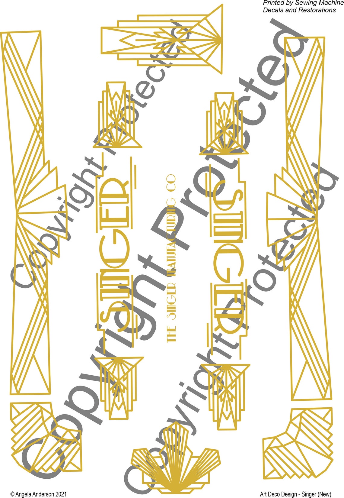 Art Deco Decals Custom Designed for Singer 95K Series Industrial Sewing ...