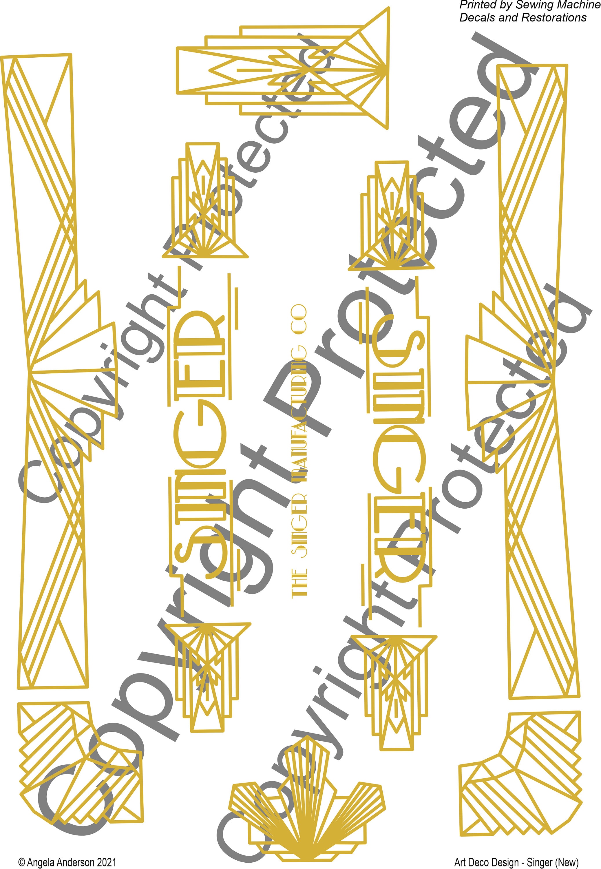 Art Deco Decals Custom Designed for Singer 95K Series Industrial Sewing ...