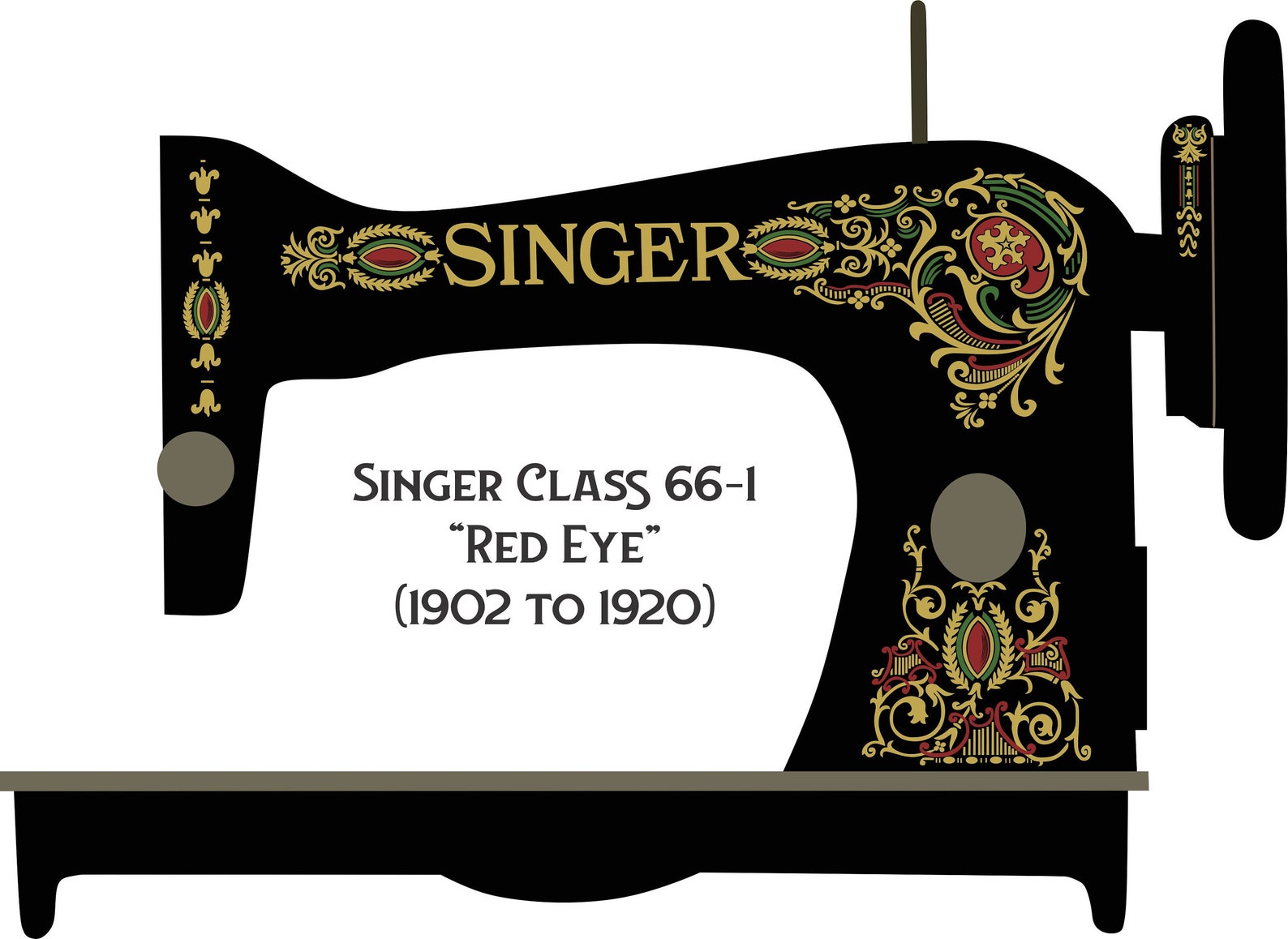 Singer 66 'red Eye' Sewing Machine Waterslide Decals - Etsy