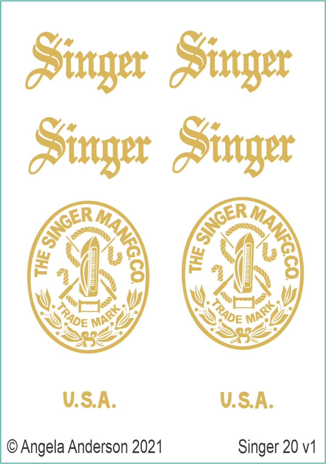 Singer 20 Toy Sewing Machine Waterslide Decals Old English - Etsy