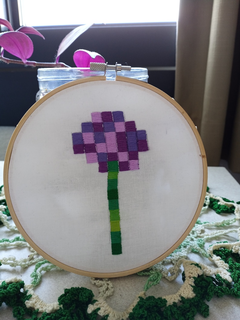 Minecraft Allium Flower Embroidery - Etsy
