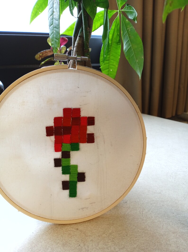 Minecraft Rose Flower Embroidery - Etsy