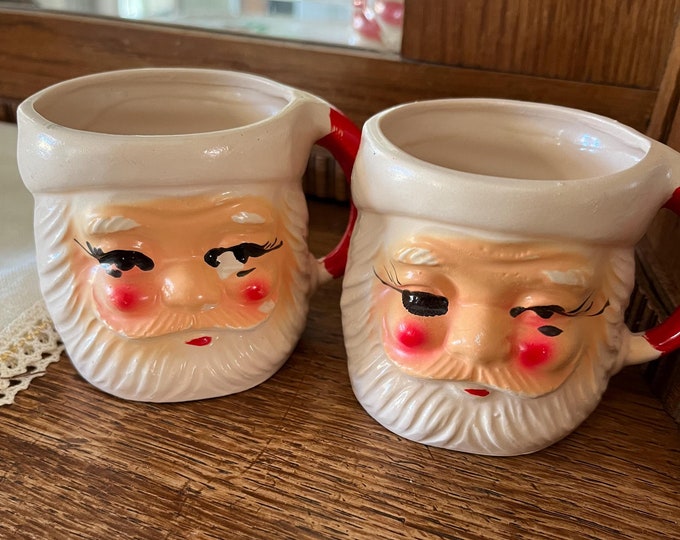 Set of 2 Winking Santa Mugs 1950s Unmarked - Etsy