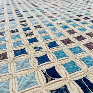 Vintage 1960s Cathedral Quilt Blue Squares Quilt - Etsy