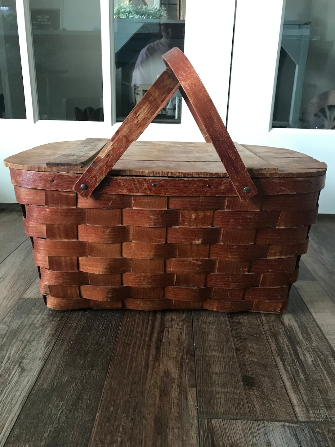 1940s Picnic Basket Wov-in-wood by Jerywil - Etsy