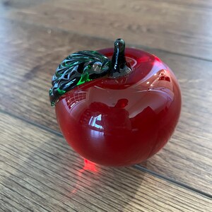 Red Glass Apple Paperweight - Etsy